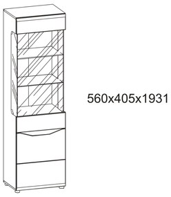 Sconto Vitrína LUCY LI 6 dub sonoma truffel/bílý lesk