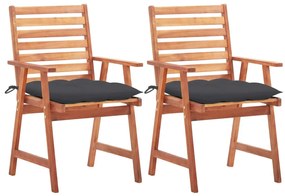 Zahradní jídelní židle Dewitt s poduškami - 2 ks | masivní akáciové dřevo
