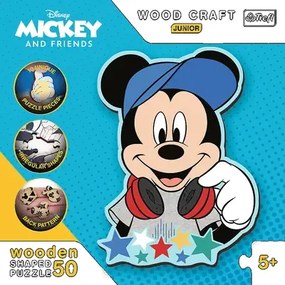 Trefl Wood Craft Junior - Puzzle - Ve světě Mickeho Mouse / 50 dílků /