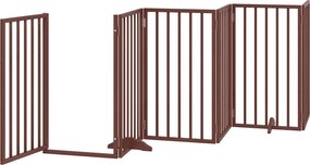 Zábrana pro psy s dvířky skládací 12 panelů hnědá 600 cm topol 3155551