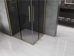 Mexen Velar Duo, sprchový kout s posuvnými dveřmi 90 x 80 cm, 8mm šedé sklo, zlatá matná, 871-090-080-42-55