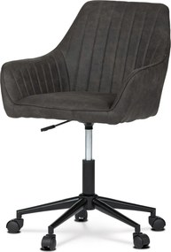 Autronic Pracovní židle, potah černá vintage látka, výškově nastavitelná, černý kovový kříž KA-J403 BK3