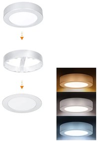 Solight LED mini panel koupelnový 2v1, 3CCT, podhledový/přisazený, 12W, 1020lm, IP54, stříbrná, kulatý
