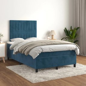 Box spring postel s matrací tmavě modrá 120 x 200 cm samet 3143137