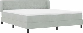 Postel s boxspringem s čelo Světle šedá 180 x 200 cm samet 3340346
