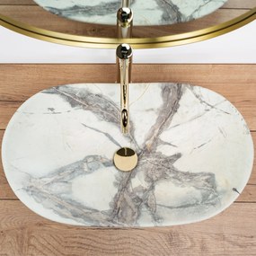 Rea Royal Sand, umyvadlo na desku 62x37x16 cm, imitace kamene, REA-U6502