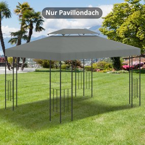 Outsunny náhradní střecha pavilonu pro kovový pavilon zahradní pavilon party stan zahradní stan polyester 3x4m tmavě šedý | Aosom