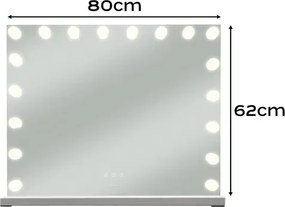 Kosmetické zrcadlo s LED osvětlením 80 × 62 cm