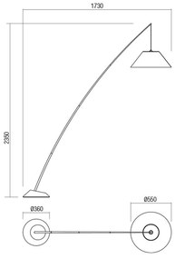 Redo 01-1989 stojací lampa Fisher matně černá, E27, 235cm