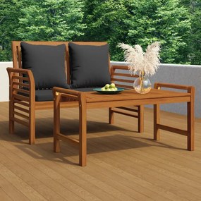 vidaXL 2dílná zahradní sedací souprava krémové podušky masivní dřevo [312142] Barva polštáře: Tmavě šedá