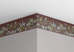 Samolepící bordura na zeď Květy Vikve na Burgundské Červené | 5 m x 13.8 cm | DWB8527