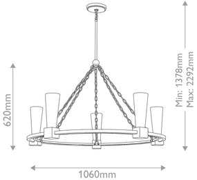 Elstead KRISTY5-DG-OPAL - Lustr na tyči KRISTY 5xE27/40W/230V měděná