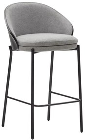 OnaDnes -20% Šedá čalouněná barová židle Kave Home Eamy II. 65 cm