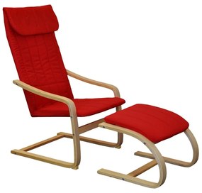 Relaxační pohupovací křeslo z ohýbaného dřeva ANAFI — masiv buk, více barev Červená