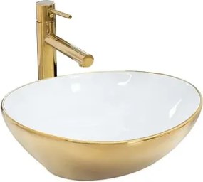 SATUR gold+white Umyvadlo na desku - lesk