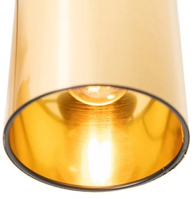 Moderní stropní svítidlo černé se zlatými 6 světly - Lofty