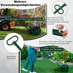 Costway Válec na trávu z kovu, válec na trávu k tlačení nebo tahání, zelený
