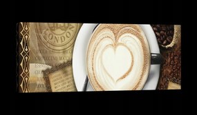 Obraz 145x45 Káva latte-art Londýn ráno aroma zrno zátiší příroda