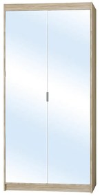 Šatní skříň ELENA 2D + zrcadla + nástavec | 89,7 cm | dub sonoma