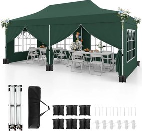 Costway Pavilon skládací altán s 6 odnímatelnými bočními stěnami, výškově