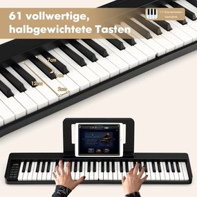 Costway Digitální piano s 61 klávesami a Bluetooth a hudebním stojanem a pedálem
