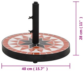 Základna na slunečník terakotová a bílá kulatá 12 kg - Default Title