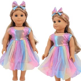 Šatičky pro panenky Baby Born a American girl 43 cm Varianta: xm923 duhové šaty s mašlí