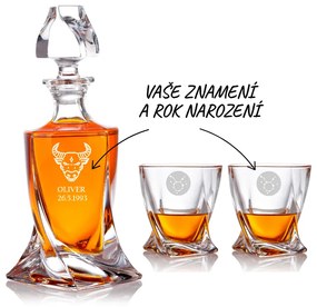 Dekorant Bohemia Crystal křišťálový whisky set se znamením zvěrokruhu 1+2