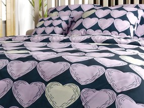 Povlečení z mikrovlákna VIOLET HEARTS světle fialové Rozměr povlečení: 2 ks 70 x 80 cm | 160 x 200 cm