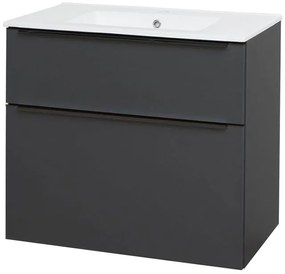 Mereo Mereo, Mailo, koupelnová skříňka s keramickým umyvadlem 81 cm, bílá, dub, antracit, CN531B