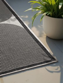 NORTHRUGS, Kusový koberec Duet Bowen 106244 Black/White - na ven i na doma, 200x290, černobílá, chodba / předsíň