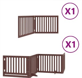 Zábrana pro psy s dvířky skládací 6 panelů hnědá 480 cm topol 3155689