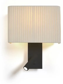 Hranaté textilní nástěnné svítidlo s lampičkou na čtení Corba U Reader Barva svítidla: Černá, Dekor: Stuha bavlna