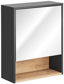 Závěsná koupelnová skříňka se zrcadlem Borneo Cosmos 840 1D šedá/dub artisan