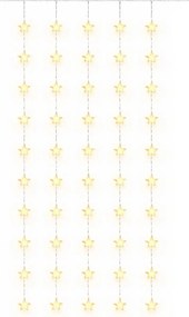 LED vánoční svíticí hvězdy do okna, 100 × 200 cm, teple bílá, 50 diod, čirý kabel, IP20 do interiéru, prodlužovací