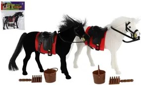 TEDDIES Kůň se sedlem a doplňky / Figurka / Fliška / 16 cm / 2 barvy /