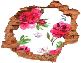 Wallmuralia 3D díra nálepka Červené růže 90x70 cm