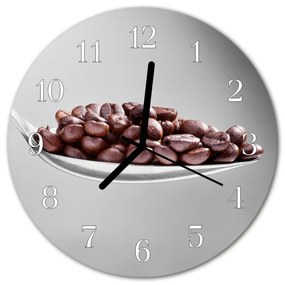Nástenné skleněné hodiny Kávová lžička fi 30 cm