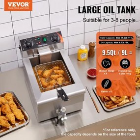 Komerční elektrická fritéza 3000 W 9 L z nerezové oceli upgrade 200°C