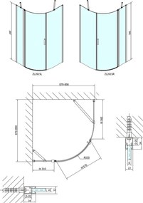 Polysan Polysan, ZOOM LINE čtvrtkruhová sprchová zástěna 900x900mm, čiré sklo, pravá, ZL2615R