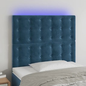 Čelo postele s LED tmavě modré 90x5x118/128 cm samet 3122898