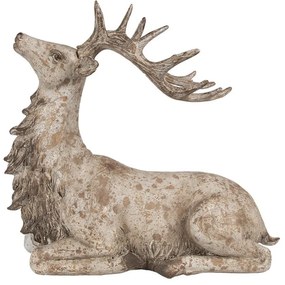 Béžovo-hnědá dekorace figurka ležící jelen - 29*15*27 cm