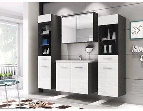 Koupelnový nábytek Apogon II, Barva: bílá + šedý lesk, Sifon k umyvadlu: ne, Osvětlení: bez osvětlení, Baterie: Economico BYU 020M