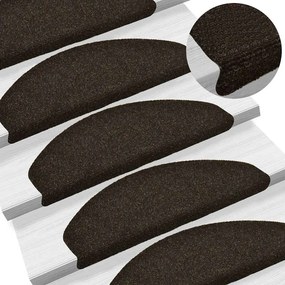 Schodové rohože samolepicí 15 ks 65 x 21 x 4 cm tmavě hnědé, půlkulaté, velké 322349
