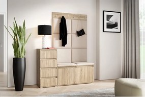 Eka Předsíňová stěna s čalouněnými panely Trinity 34 - Sonoma /Tmavá krémová 2302