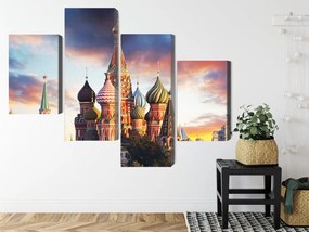 Vícedílný obraz Pohled Z Moskvy Na Rudé Náměstí A Katedrálu Nedostatek Nedostatek Přírodní plátno 240x150