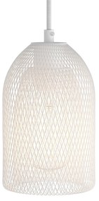 creative cables Závěsná lampa s textilním kabelem, stínidlem Ghostbell s kovovými detaily Barva: Bílá