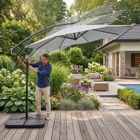 Zahradní slunečník ASTER s boční nohou 300 cm světle šedý