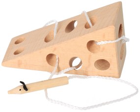 Small foot Dřevěná provlékací hra - myš v sýru
