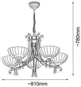 Amplex 8315 - Lustr na řetězu GRANADA 5xE27/10W/230V